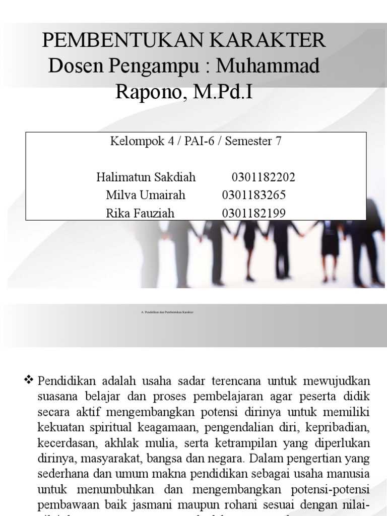 KEL 4 Pendidikan Nilai Karakter | PDF | Karier & Perkembangan | Sains & Matematika