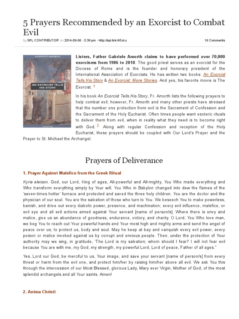 5 Prayers Recommended by An Exorcist To Combat Evil | PDF | Mary ...