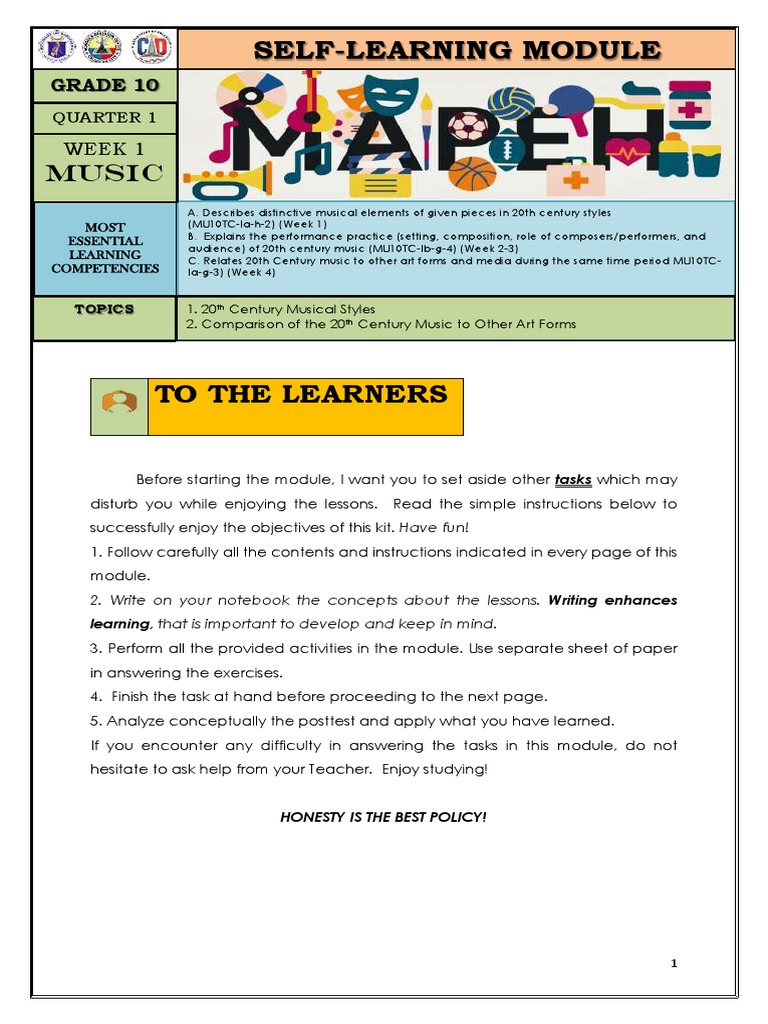MAPEH 10 Q1 Week 1-Music | PDF | Harmony | Composers