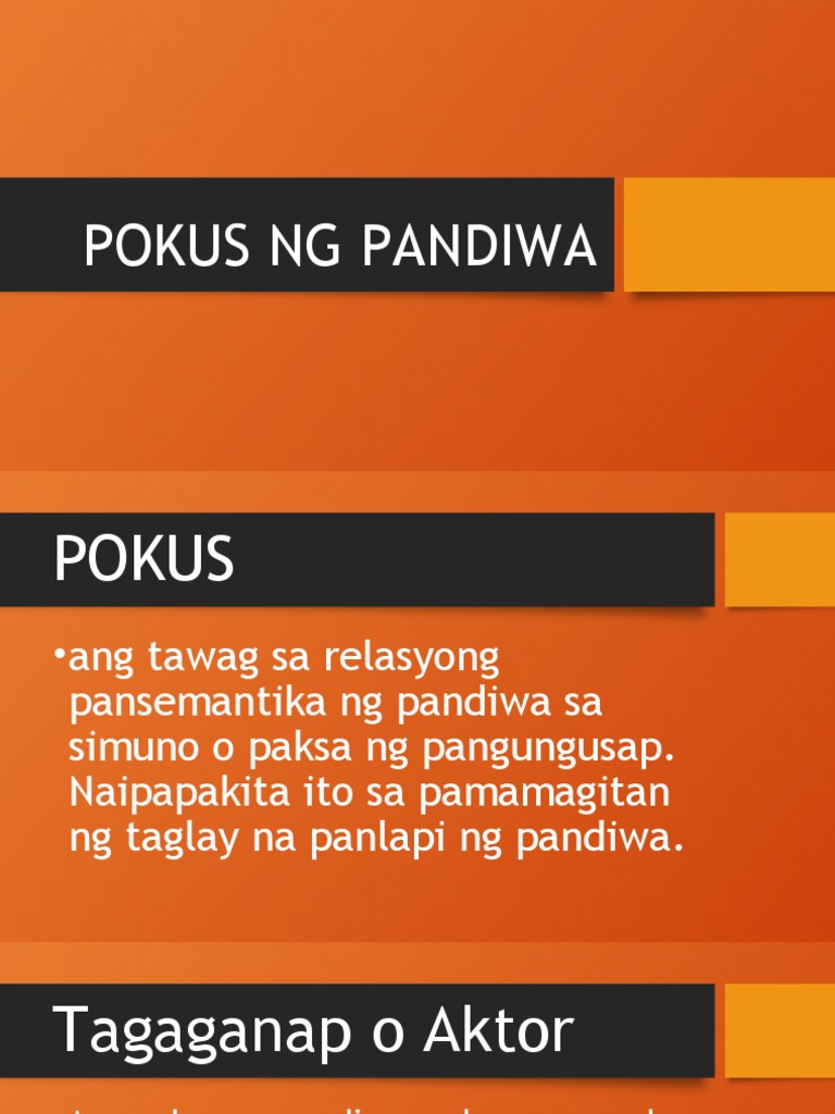 Pokus NG Pandiwa (Tagaganap at Layon) | PDF