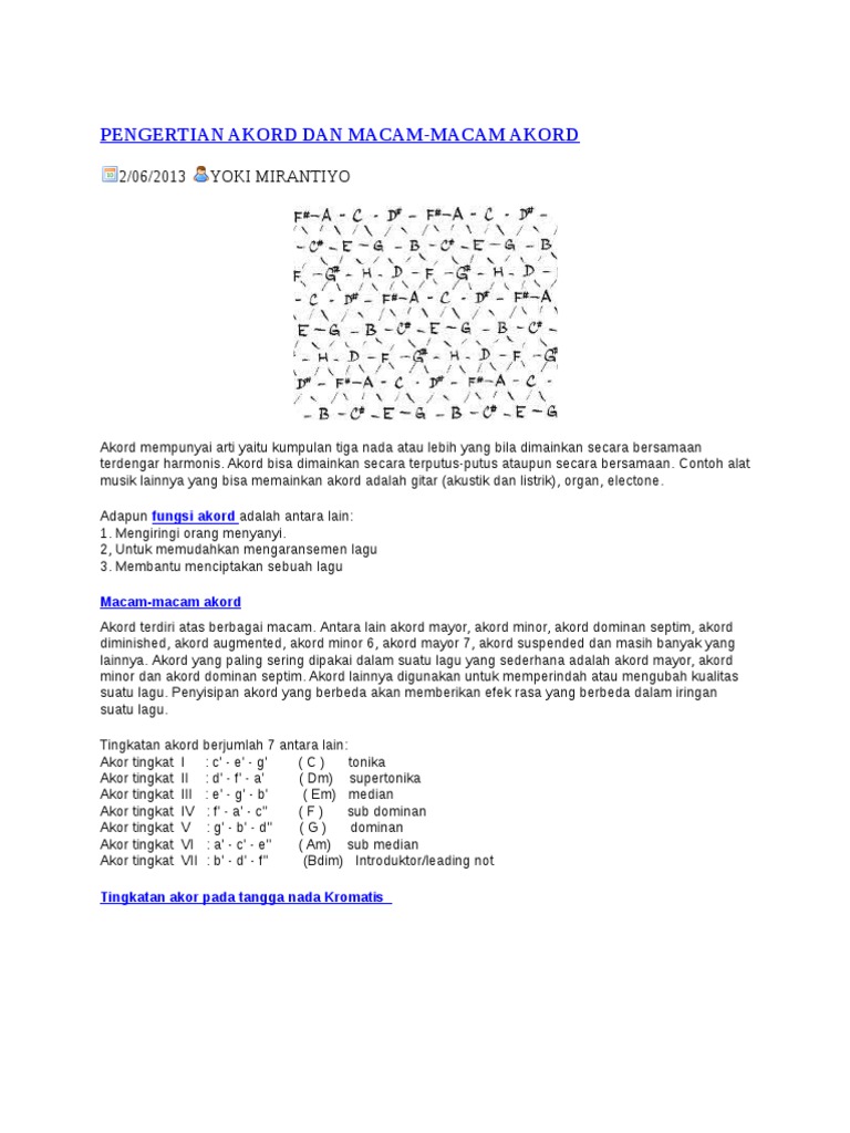 Pengertian Akord Dan Macam-Macam Akord: 2/06/2013 Yoki Mirantiyo | PDF