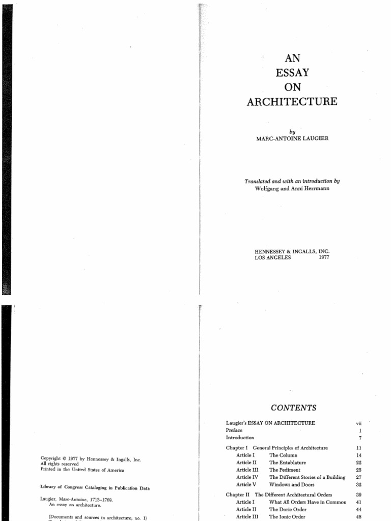 Laugier Essay On Architecture Extracts | PDF