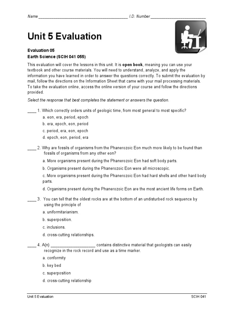 Earth Science Unit 5 Evaluation | PDF | Geologic Time Scale | Fuels