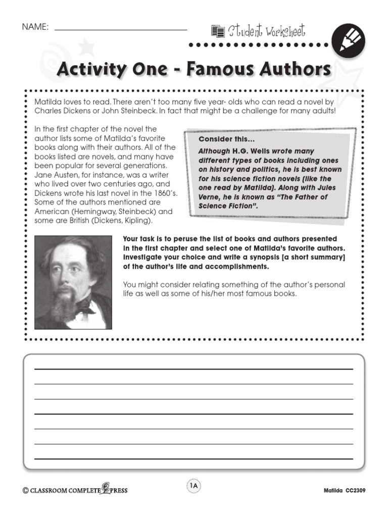 Activity One - Famous Authors: Student Worksheet | PDF | Magic (Illusion)