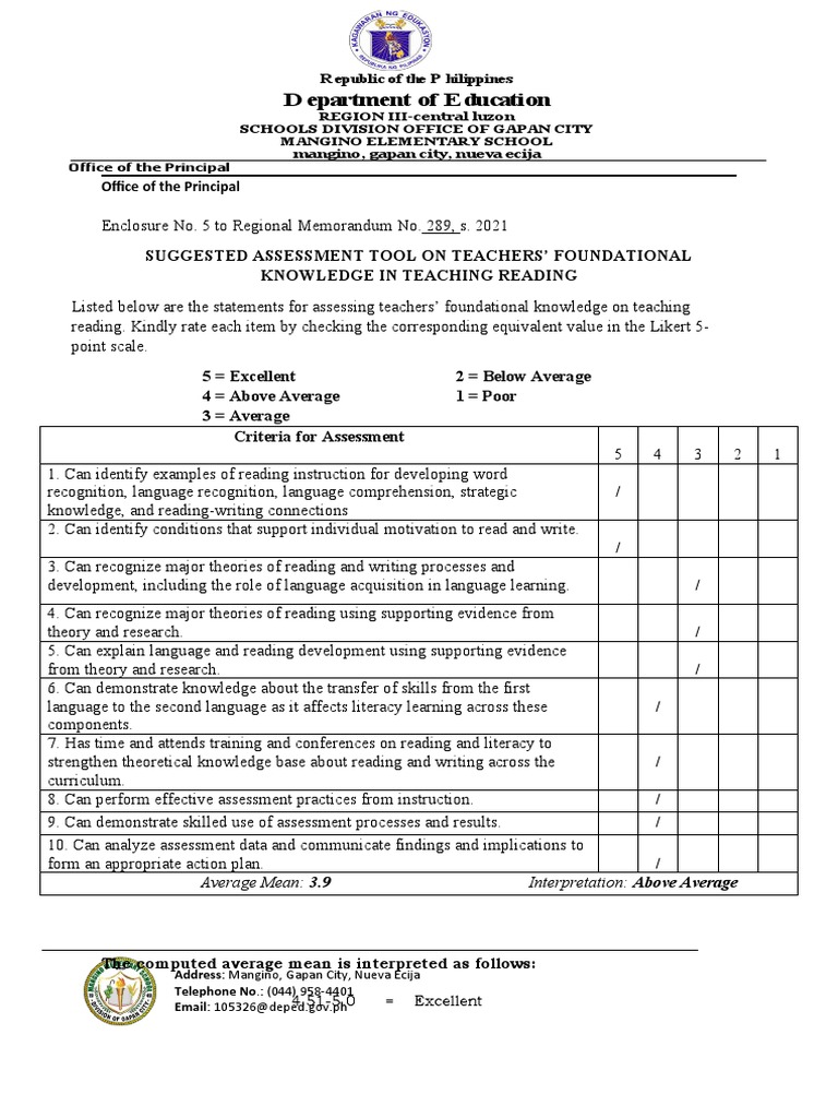 Assessing a Teacher's Foundational Knowledge of Reading Instruction ...