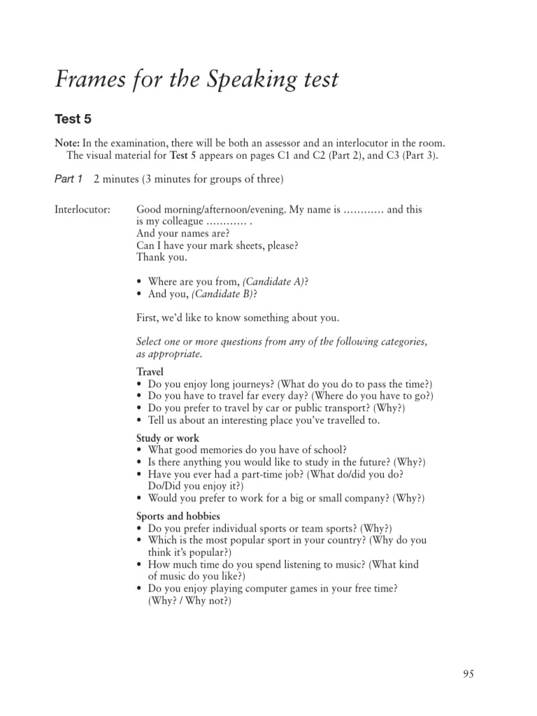 Frames For The Speaking Test | PDF | Cognition | Communication