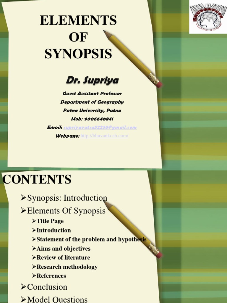 Elements OF Synopsis | Download Free PDF | Thesis | Methodology