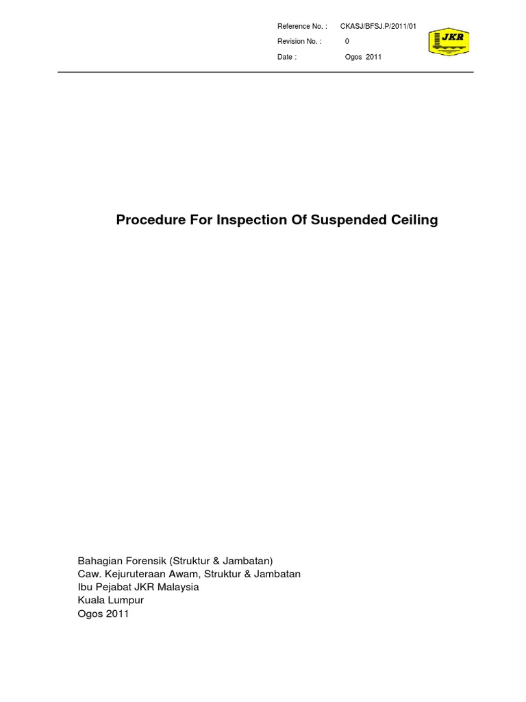 Suspended Ceiling Inspection Procedure | PDF | Drywall | Ceiling