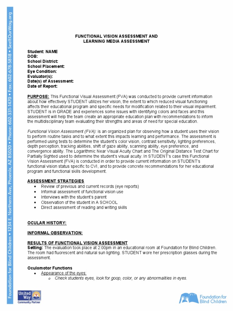 FBC Vision Screening Template (FVA LMA) | PDF | Visual Impairment ...
