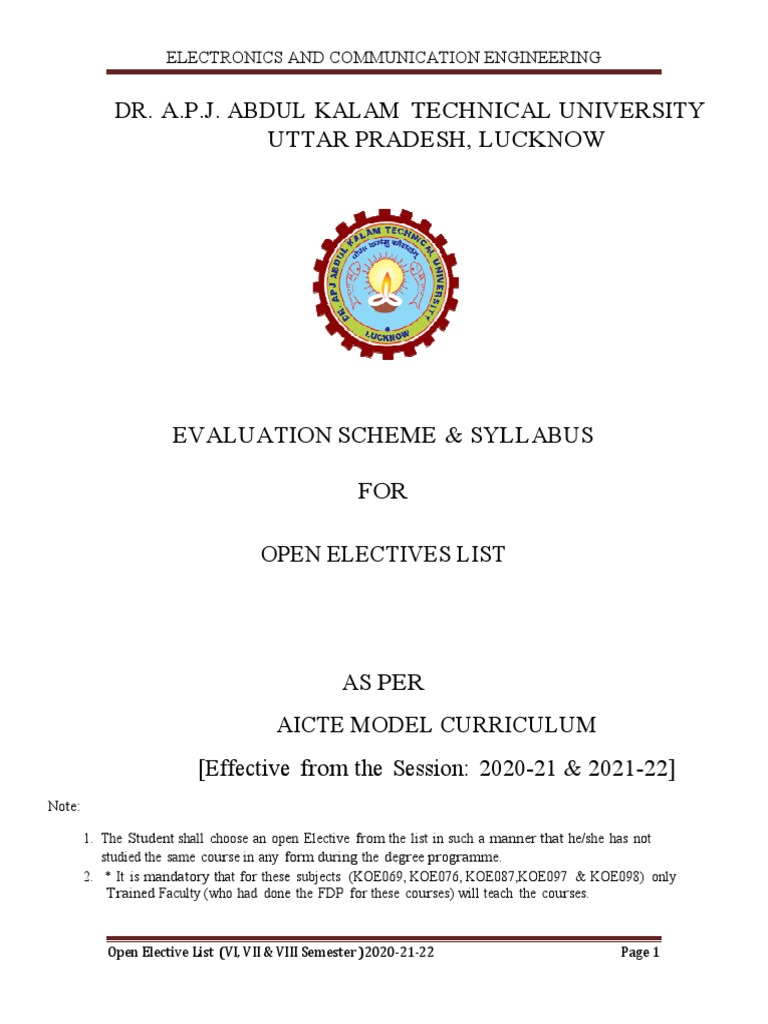 Open Elective List 2020-21 - 5 April | PDF | Computer Science | Science ...