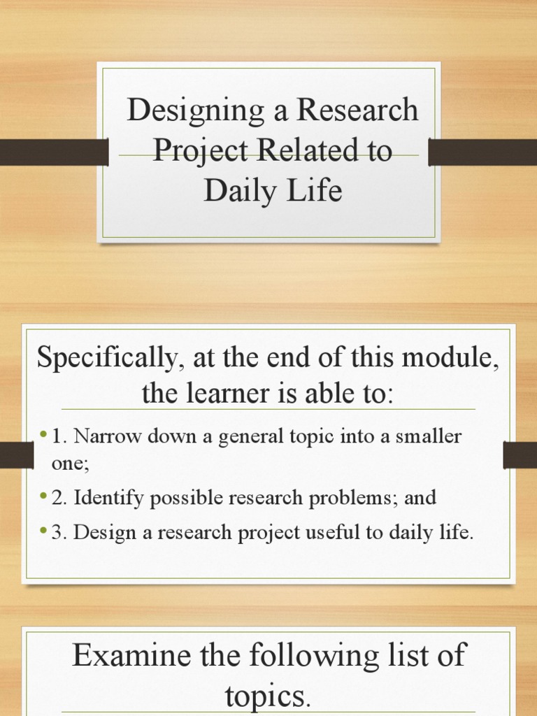 Designing A Research Project Related To Daily Life | PDF | Substance ...