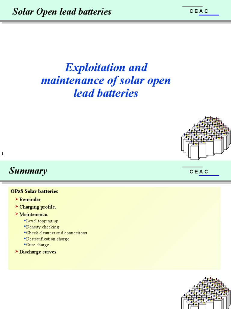 OPzS Solar Battery Maintenance Guide | PDF | Energy Technology ...