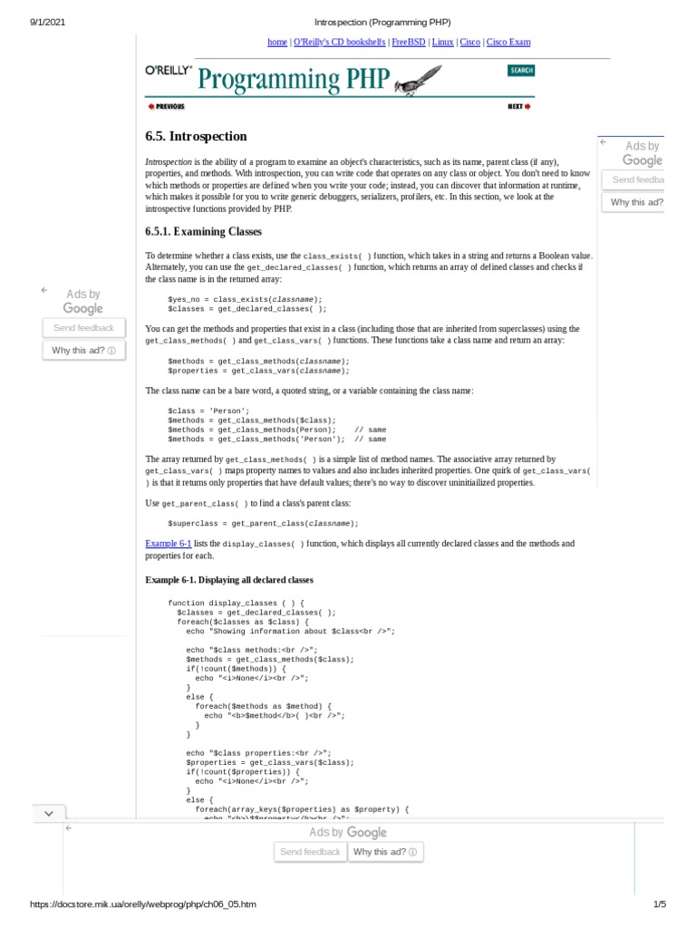 Introspection Programming Php Pdf Class Computer Programming Inheritance Object