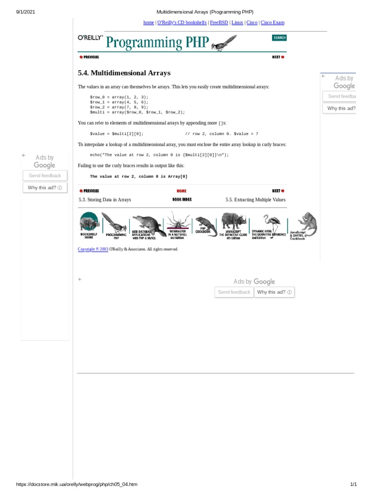 Multidimensional Arrays Programming Php Pdf Array Data Structure Array Data Type