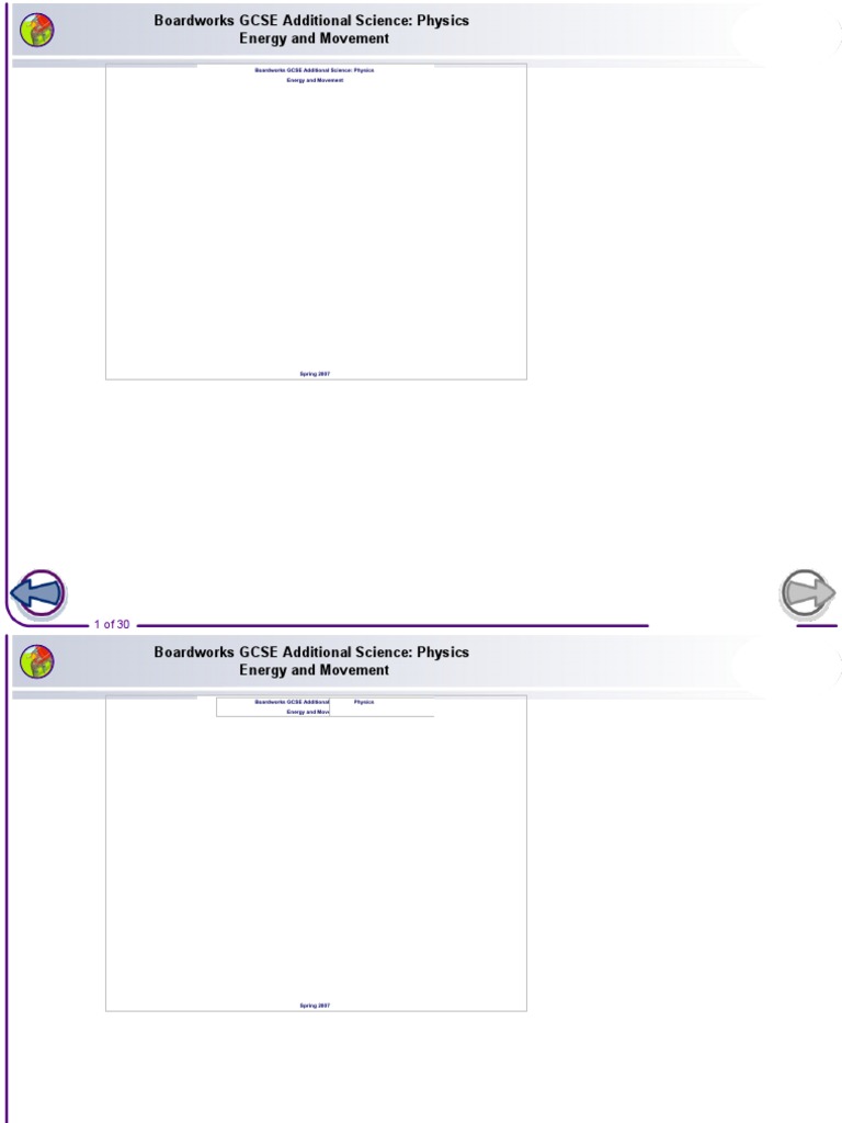 Boardworks GCSE Additional Science: Physics Energy and Movement | PDF ...