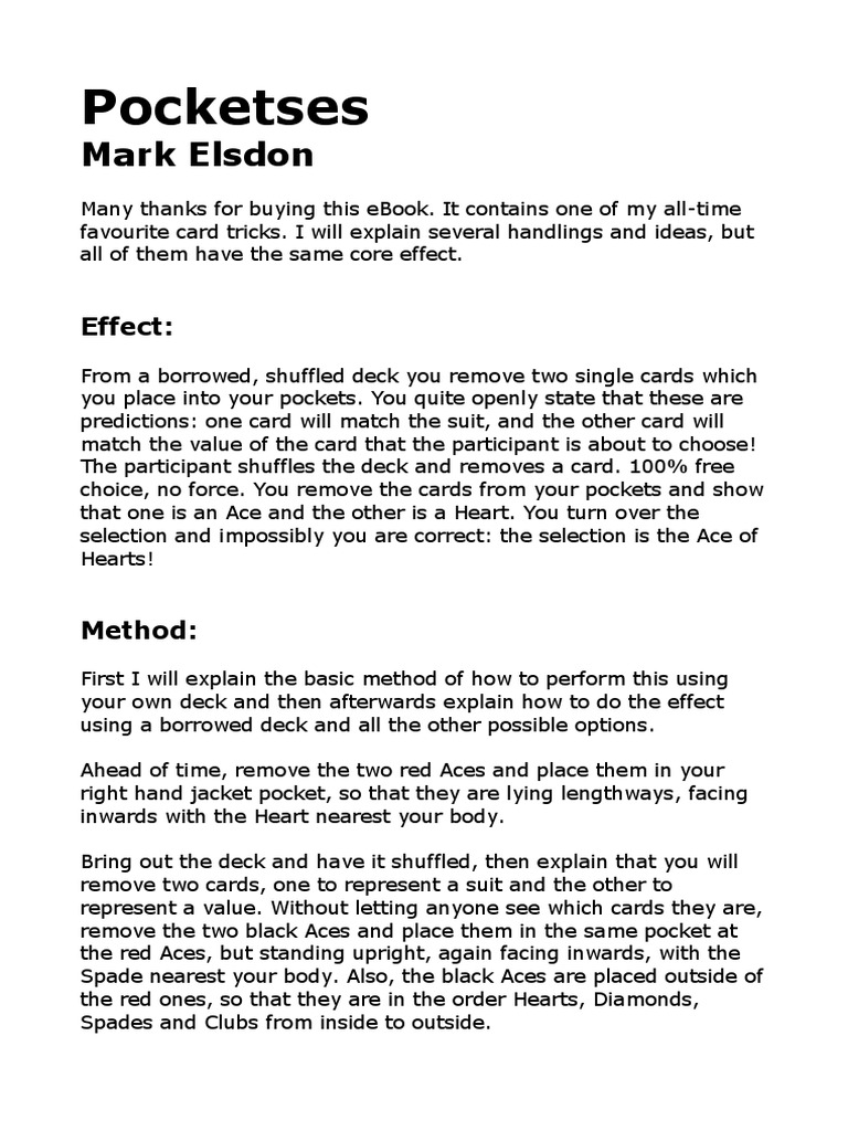 9508.pocketses by Mark Elsdon | PDF | Playing Cards | Consumer Goods