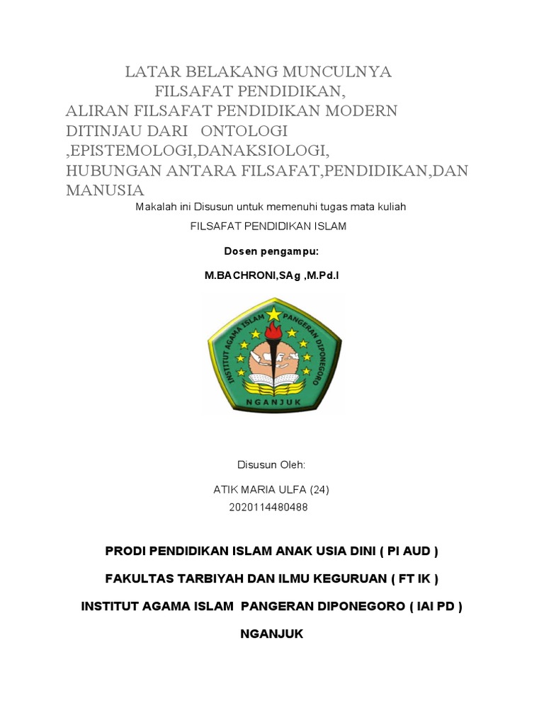 Resume Filsafat Pendidikan Islam (Atik Maria Ulfa | PDF