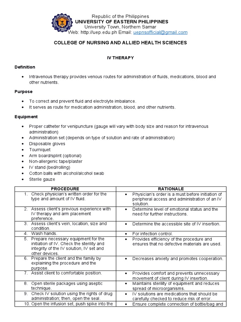 IV Therapy | PDF | Intravenous Therapy | Medical Specialties