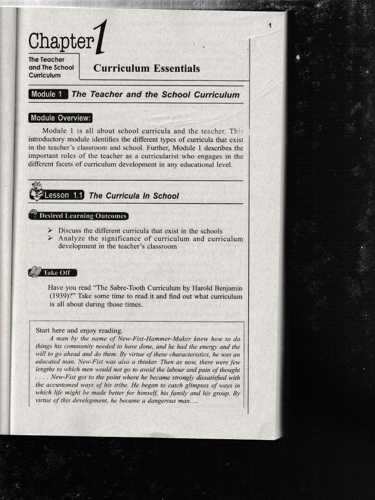 Chapter1 Mod 1 1.1 | PDF | Curriculum | Teachers