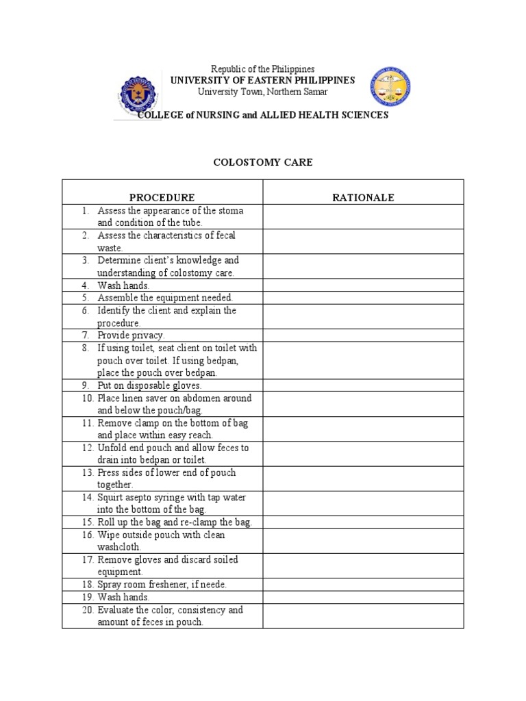 Colostomy Care: University of Eastern Philippines | PDF