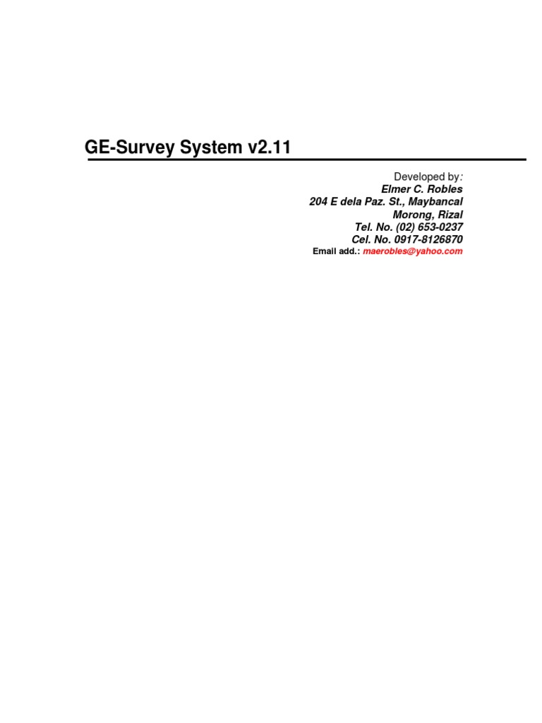 Procedures In Using Ge Survey System Pdf Menu Computing Command Line Interface