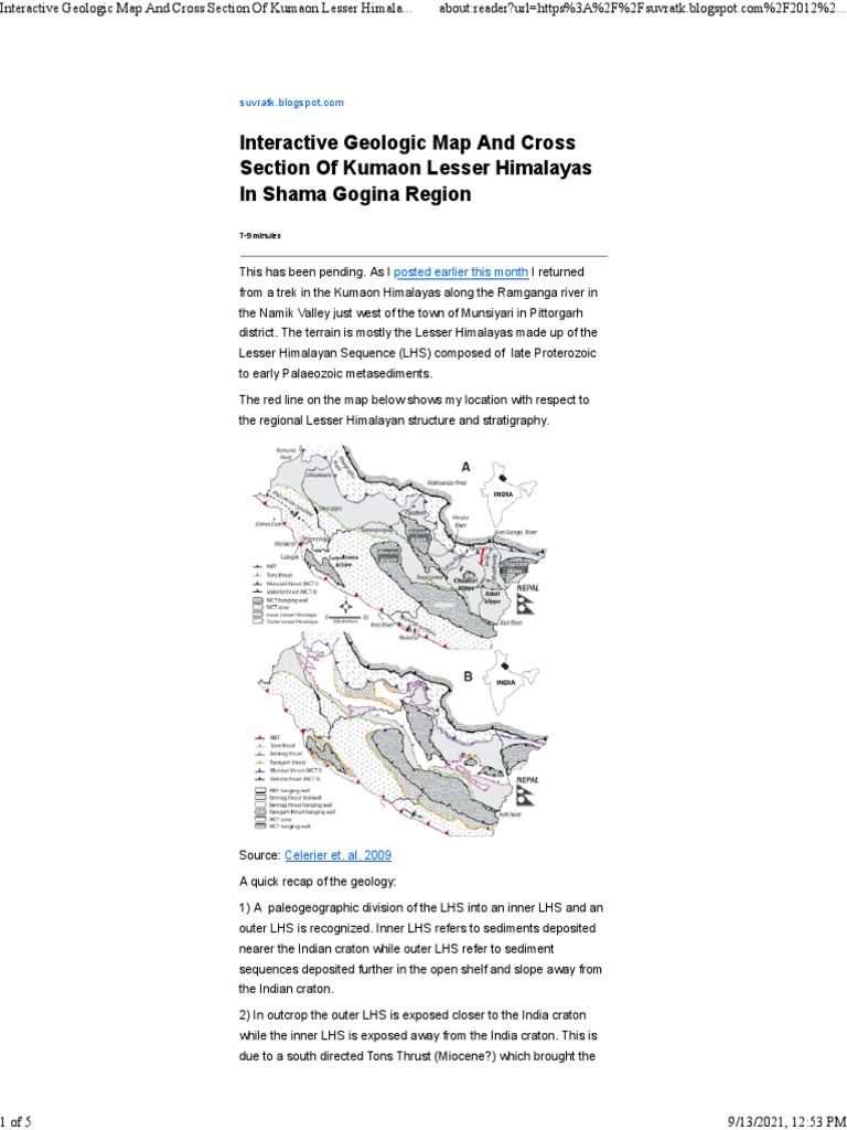 Interactive Geologic Map and Cross Section of Kumaon Lesser Himalayas ...