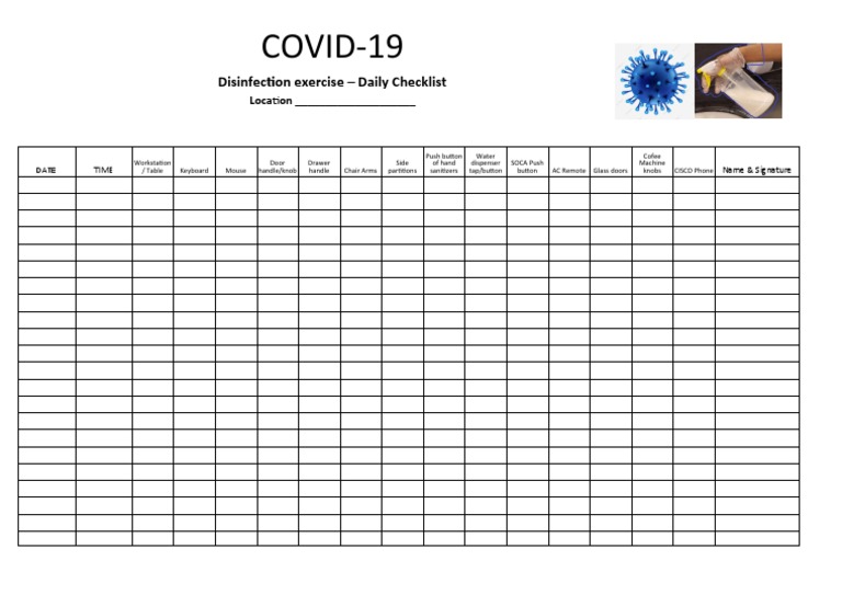 Daily COVID-19 Disinfection Checklist | PDF