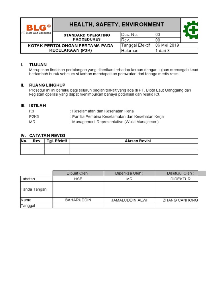 03 SOP Kotak P3K | PDF