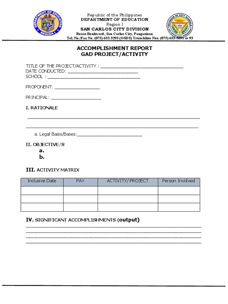 GAD's PPA Accomplishment Report | PDF | Philippines