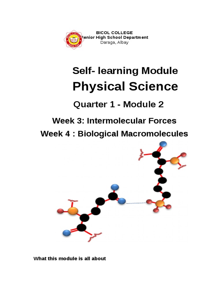 Phy Sci Module 2 | PDF | Intermolecular Force | Chemical Polarity
