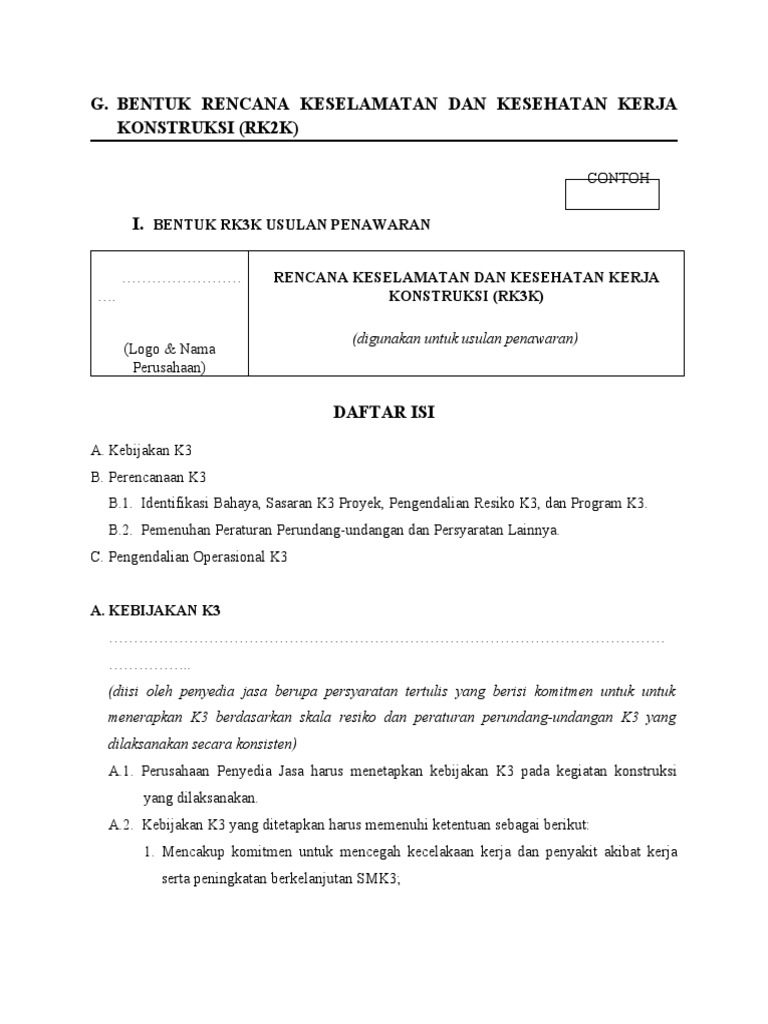 Rencana K3 Konstruksi: Kebijakan dan Program | PDF
