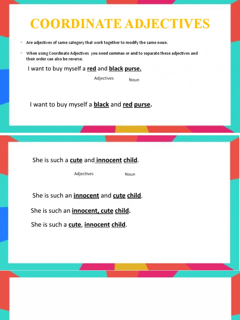 Coordinate Adjectives | PDF