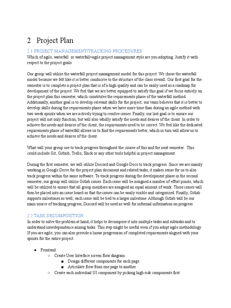 Project Plan Assignment | PDF | Databases | User Interface