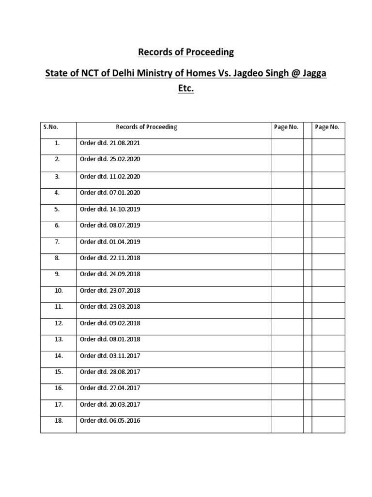 ORDERS SHEET OF - State of NCT of Delhi Ministry of Homes vs. Jagdeo ...