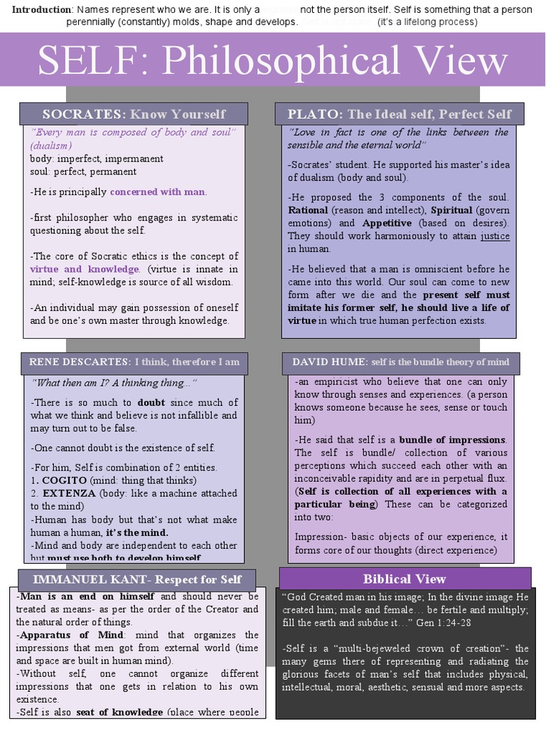 Understanding The Self Notes | PDF | Philosophy Of Self | Soul