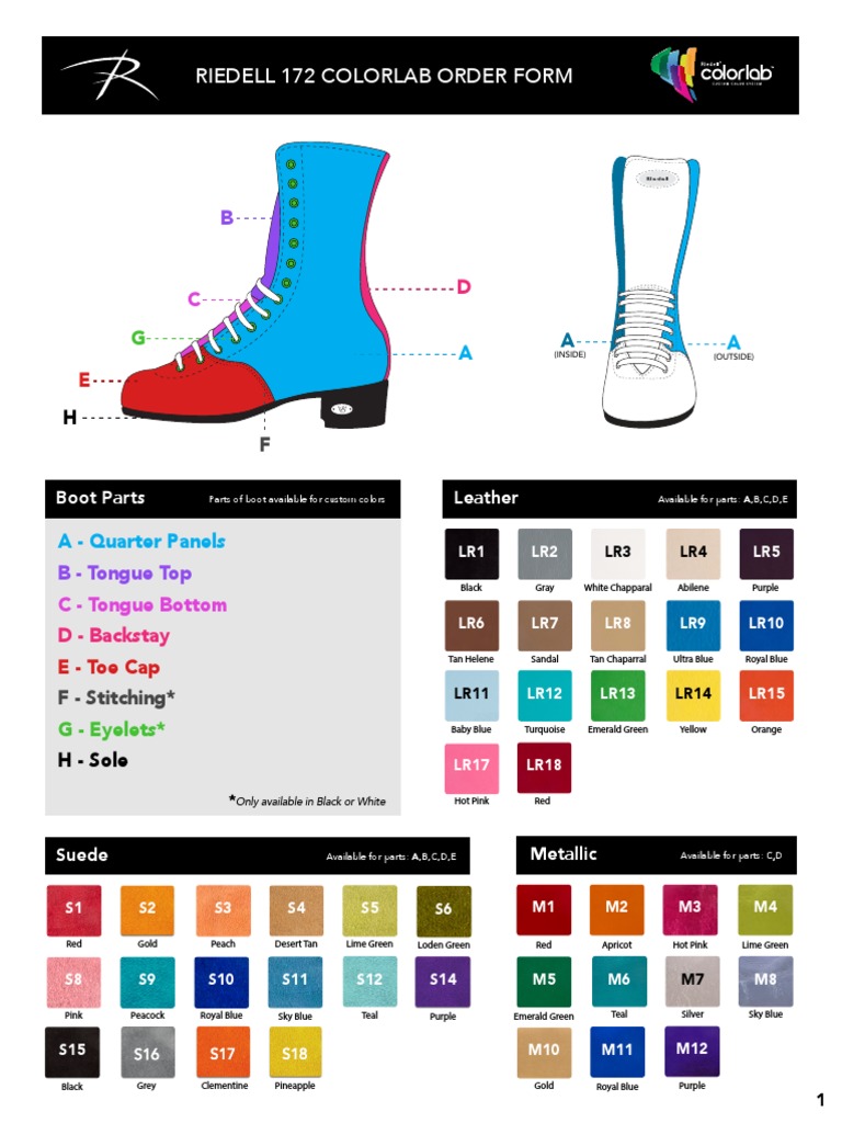 Riedell 172 Colorlab Order Form: Leather Boot Parts | PDF | Color
