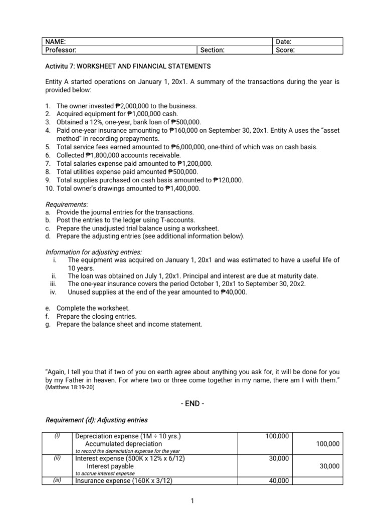 QUIZ 7. Accounting Cycle For Service Business | PDF