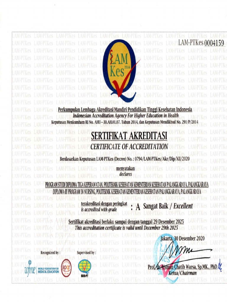 SERTIFIKAT Akreditasi D3 KEPERAWATAN 2020 2025 | PDF