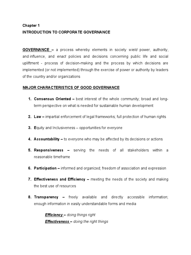 Introduction to Corporate Governance | PDF | Governance | Corporate ...