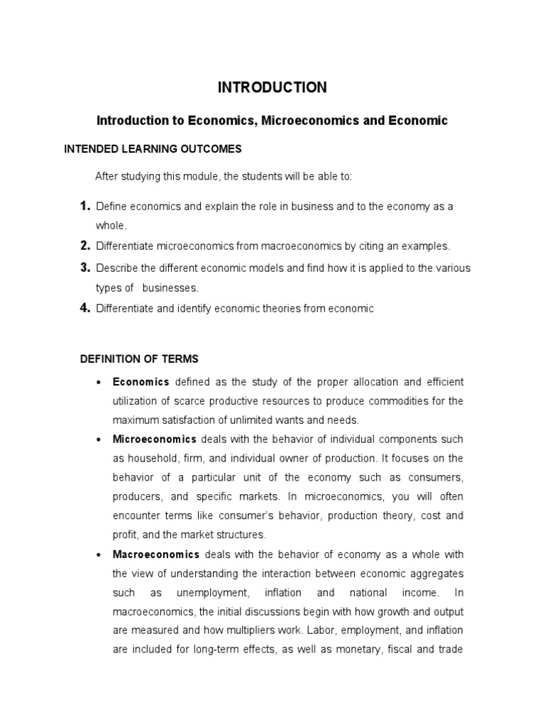 Microeconomics Examples