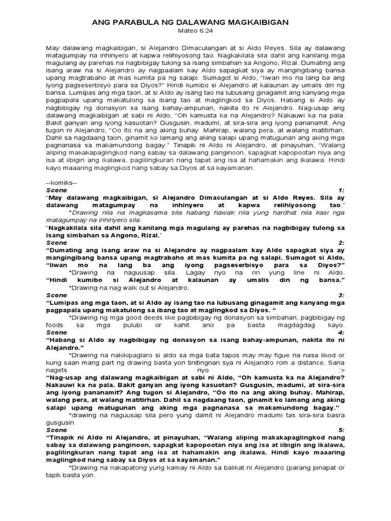 Ang Parabula NG Dalawang Magkaibigan | PDF