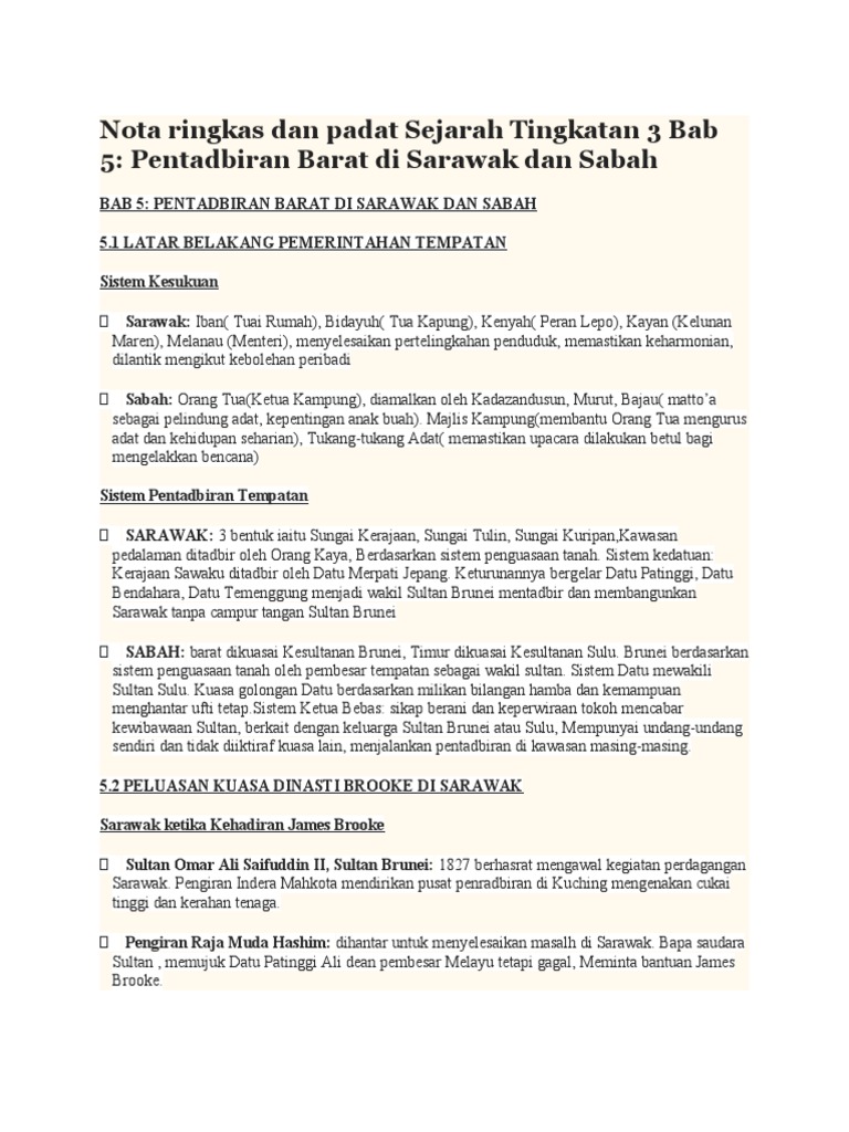 Nota Sej Bab 5 | PDF