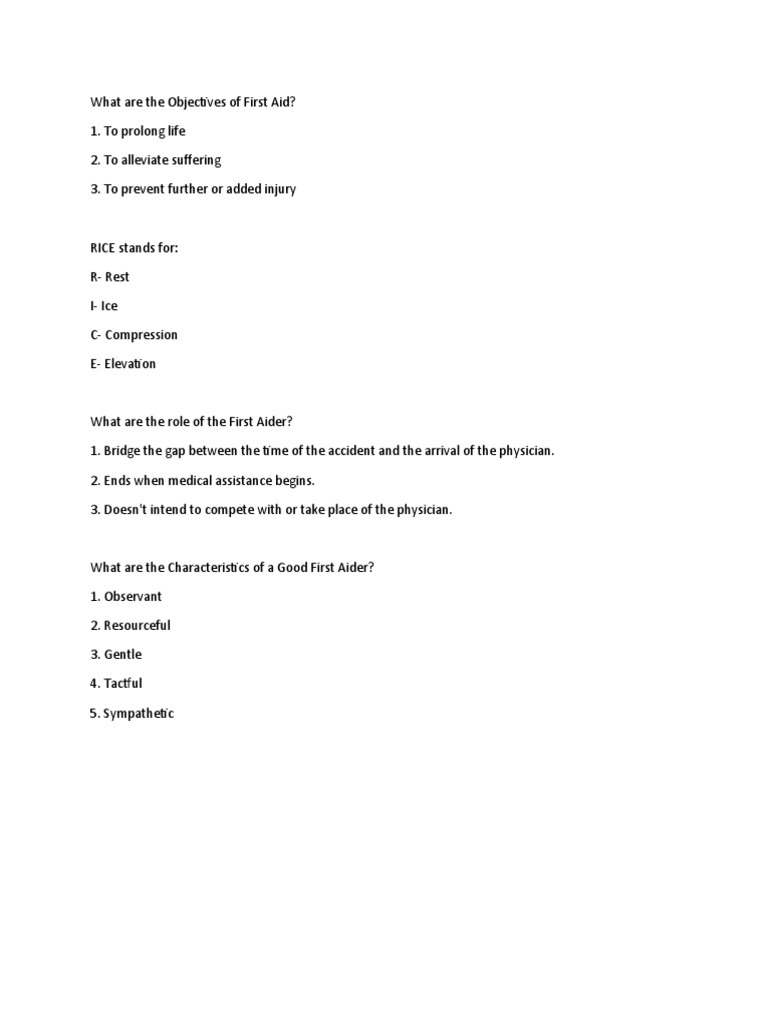 What Are The Objectives of First Aid | PDF
