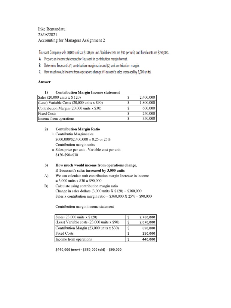 Assignment 2 - CVP Analysis | PDF Assignment 2 - CVP Analysis | PDF