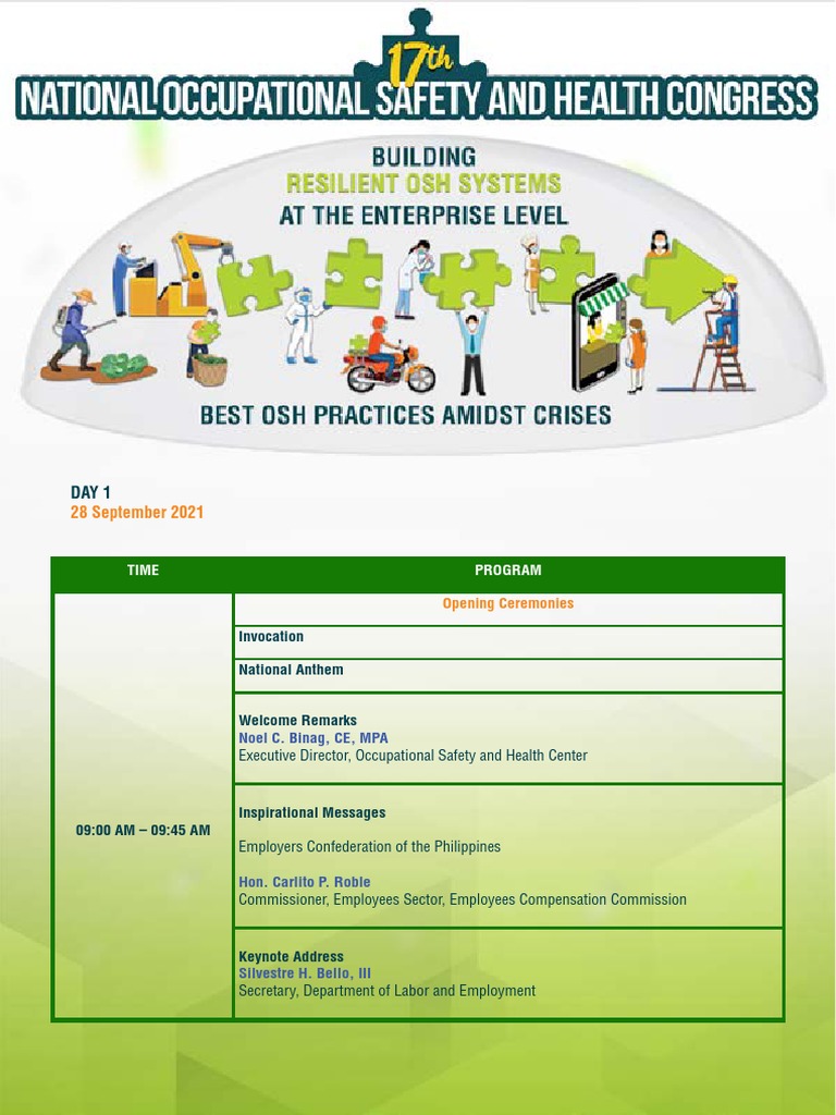 17th NOSH Congress Technical Programme | PDF | Occupational Safety And ...
