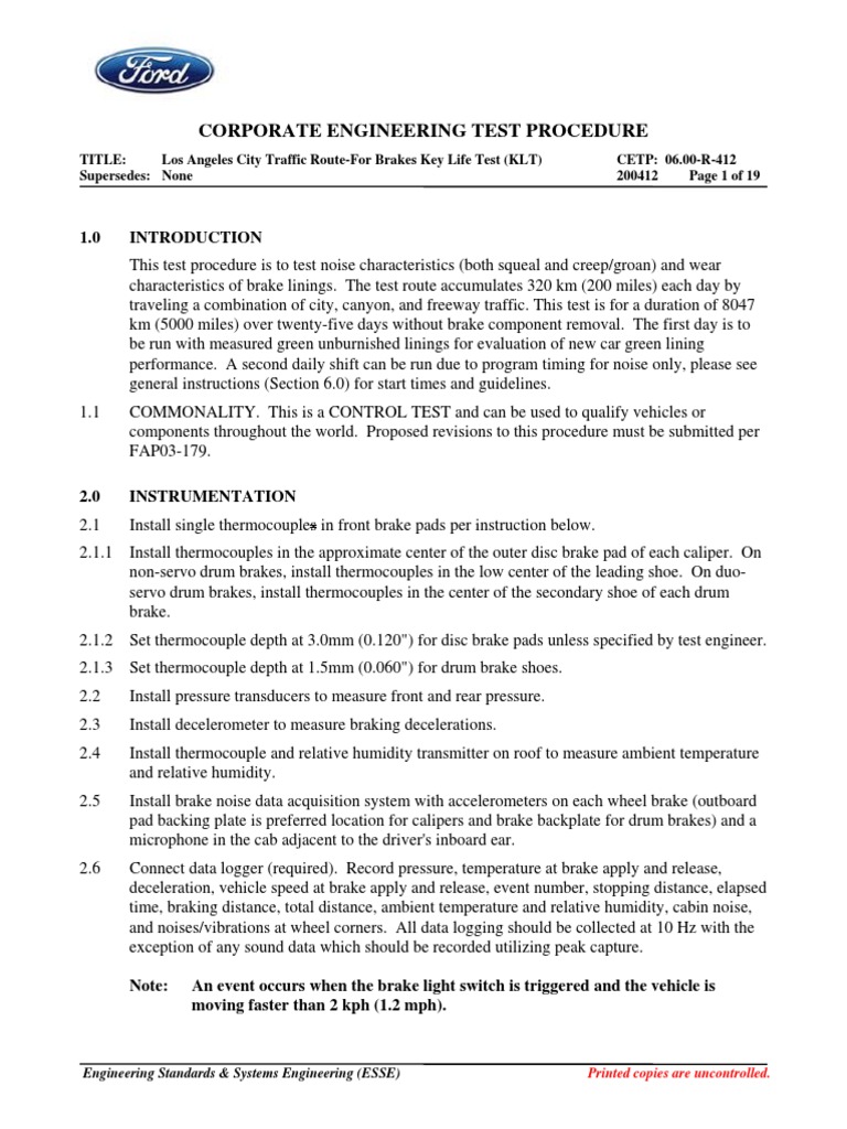 Corporate Engineering Test Procedure | PDF | Brake | Traffic