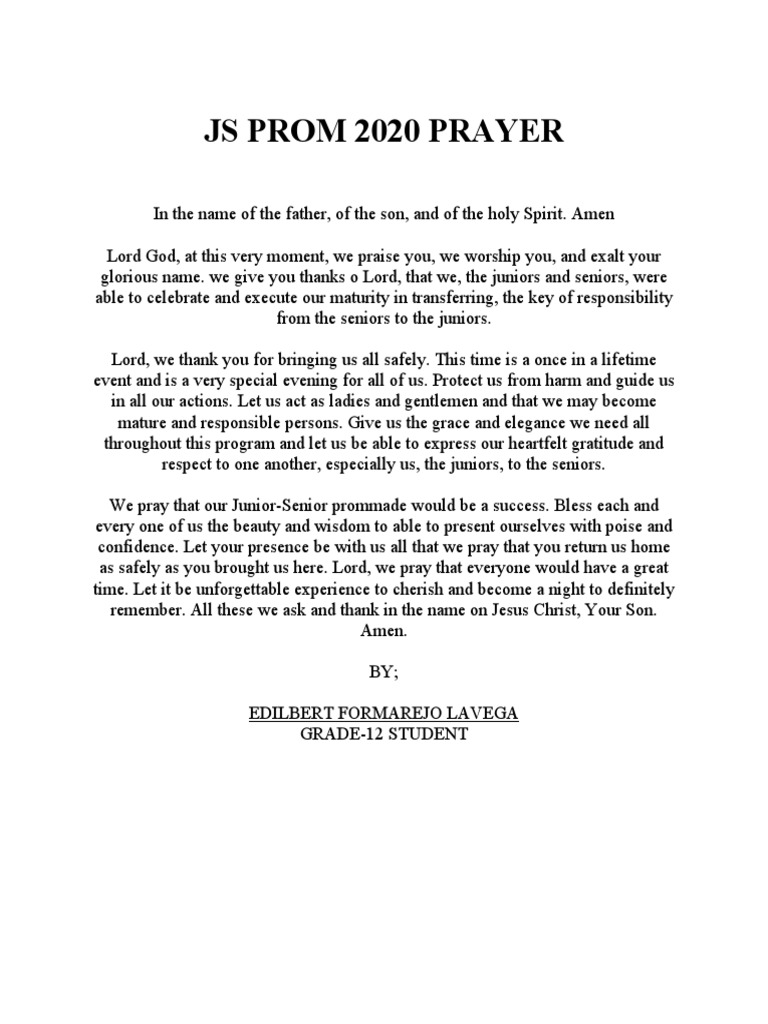 Js Prom Prayer Pdf
