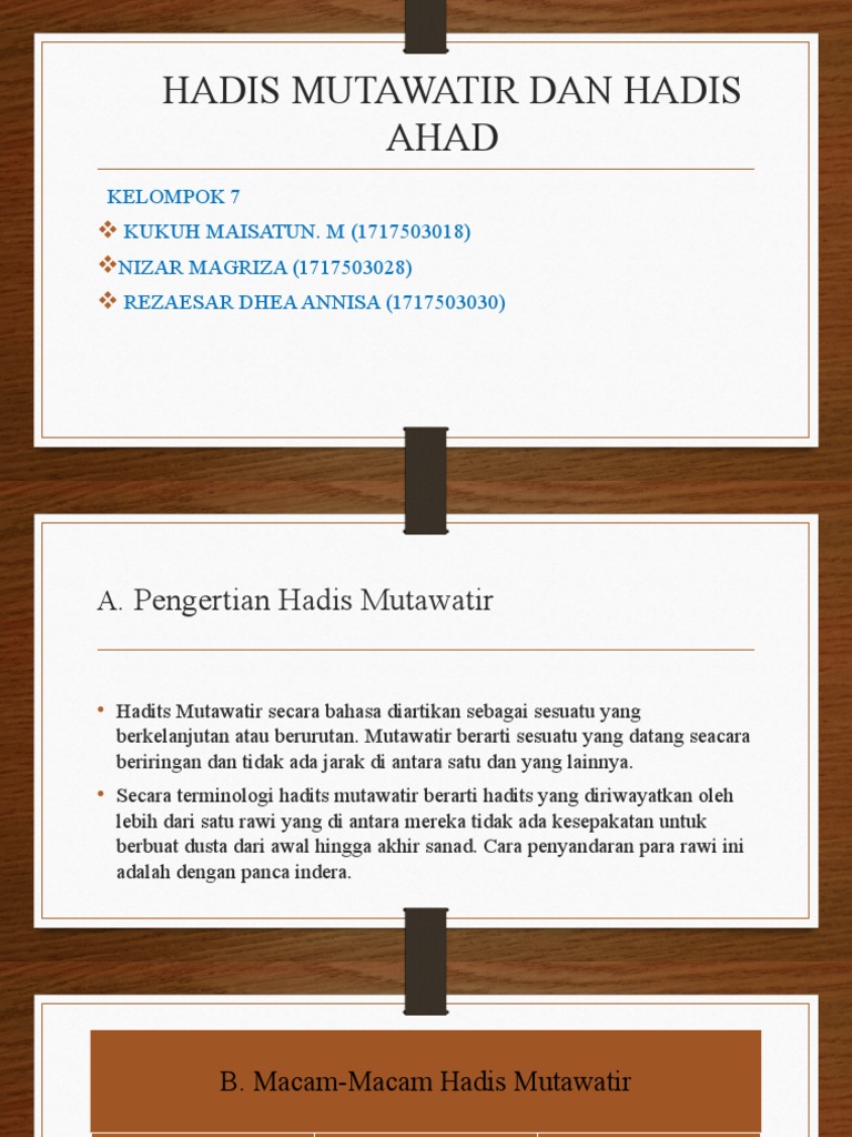 Hadis Mutawatir Dan Hadis Ahad | PDF