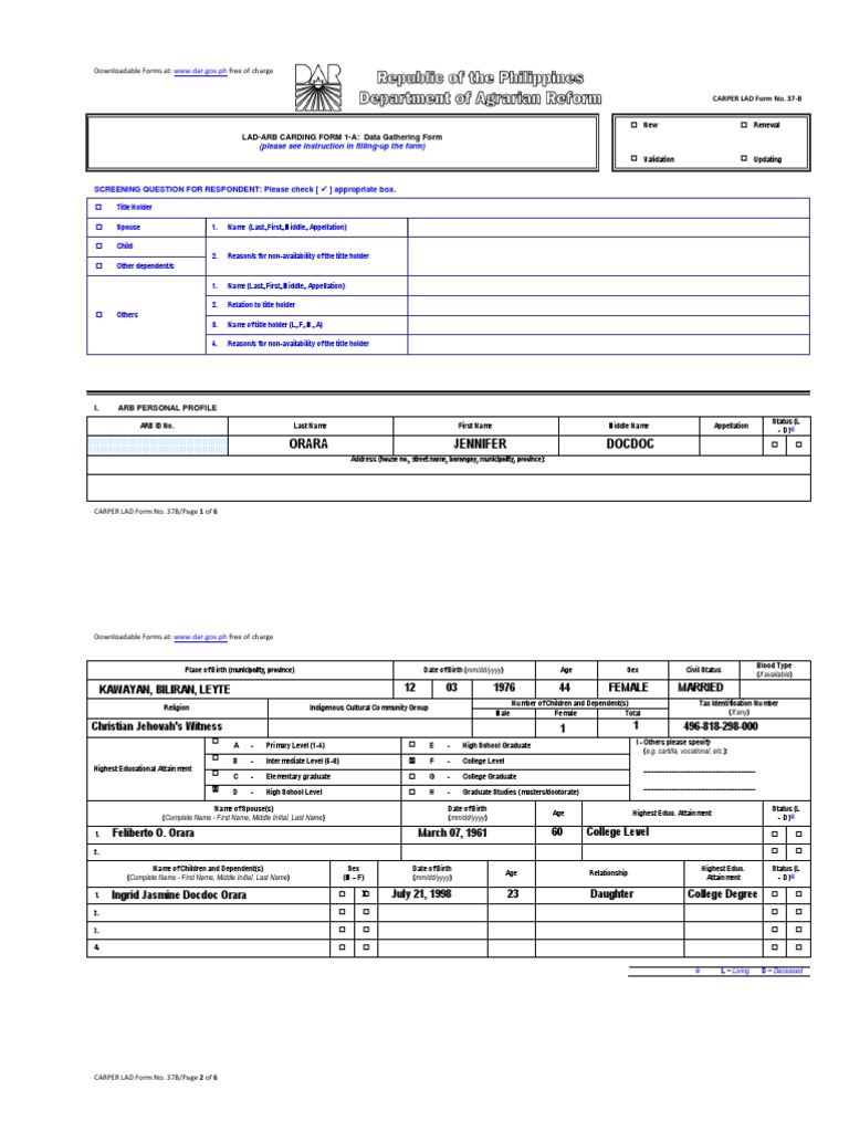 Downloadable Forms At: Free of Charge: WWW - Dar.gov - PH | PDF ...