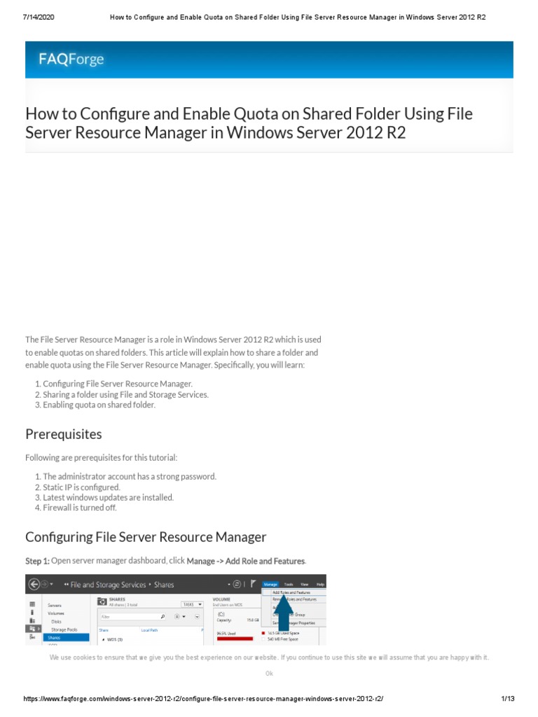 How To Configure And Enable Quota On Shared Folder Using File Server